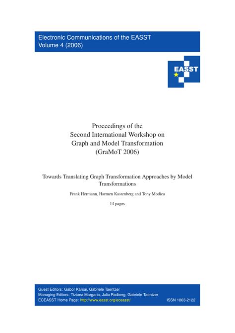 pdf towards translating graph transformation approaches by model transformations