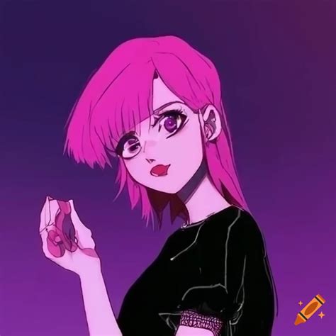 Retro Anime Goth Girl On Craiyon