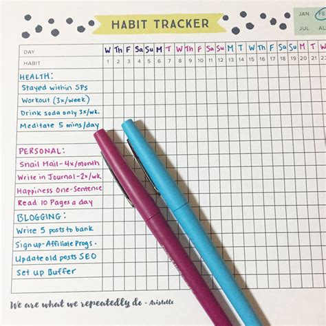 Printable Habit Tracker Ideas