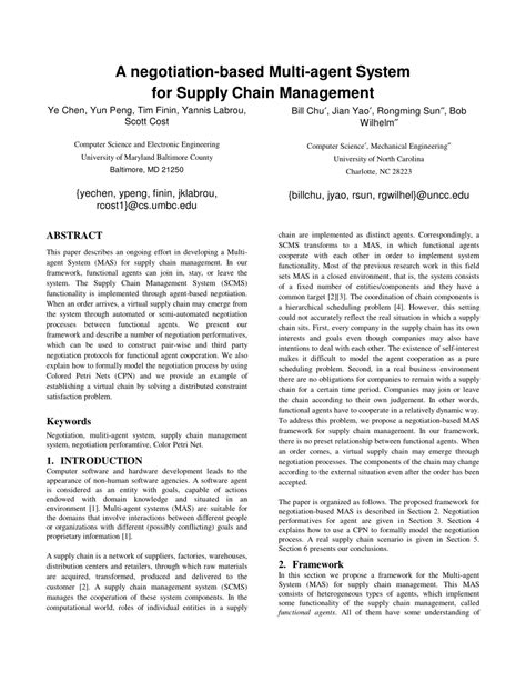 pdf a negotiation based multi agent system for supply chain management
