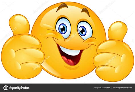 Emoticon Emoji Feliz Mostrando Polegares Duplos Como Vetor De Stock De