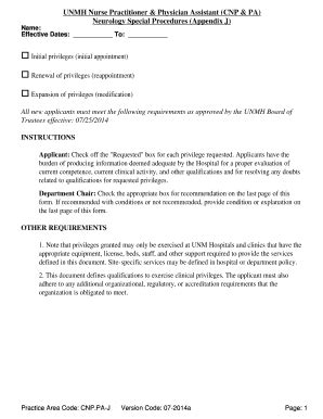 Fillable Online Hsc Unm Cnp Pa Appendix J Hsc Unm Fax Email Print