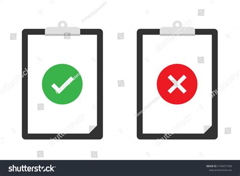 Clipboard Checklist Checkmark Cross Clipboard Checkmark Stock Vector