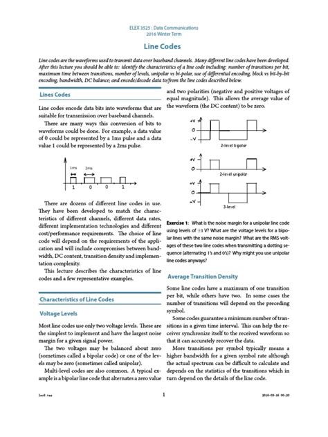 line codes pdf bandwidth signal processing spectral density