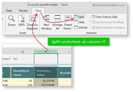 How To Split Excel Worksheet Into Two Vertical Panes