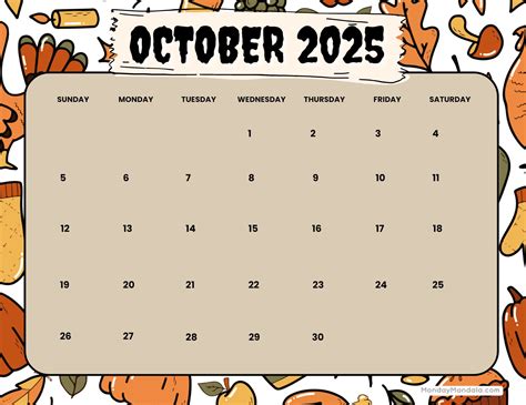 October 2025 Calendar 52 Free PDF Printables