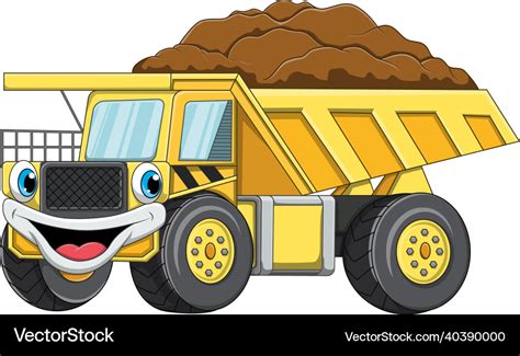 Cartoon Happy Yellow Dump Truck Royalty Free Vector Image