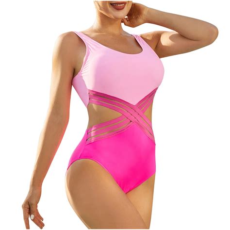 Badhub Womens One Piece Swimsuits Tummy Control High Cut One Piece Bathing Suit Vintage Front