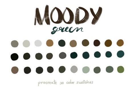 Moody Green Procreate 30 Color Palettes Graphic By Wanida Toffy
