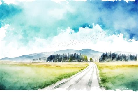 Aquarela Paisagem Natureza Parede Natureza Paisagens Foto Premium