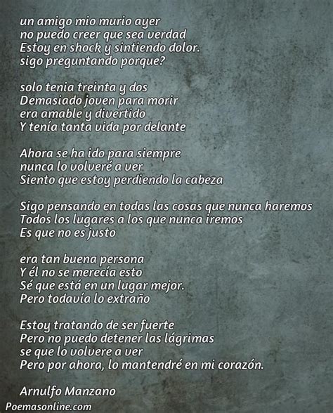 Cinco Mejores Poemas Para Un Amigo Que Muri Poemas Online