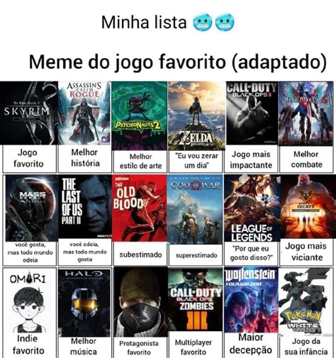 Minha lista Meme do jogo favorito adaptado ROGUE Melhor história Jogo