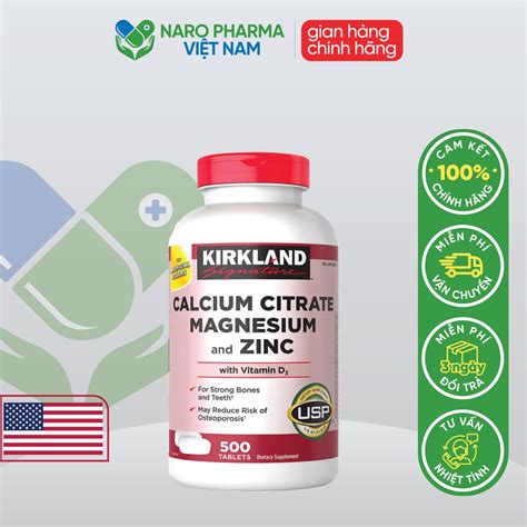 DATE MỚI Thực Phẩm Bổ Sung Canxi Magie Kẽm Kirkland Calcium Citrate