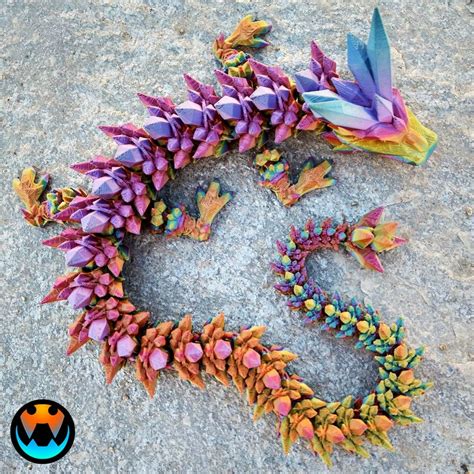 3D Printed Articulating Crystal Dragon Or Baby Crystal Dragon Etsy