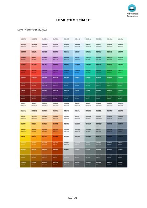 html color codes chart templates at