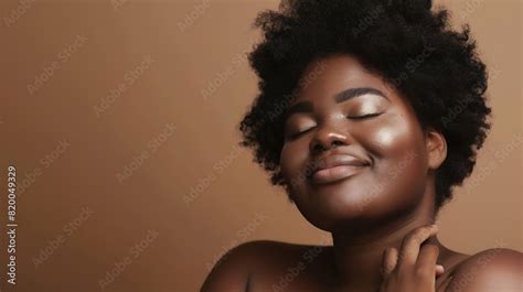 Self Acceptance Love And Care Portrair Of Halfturned Smiling Curvy