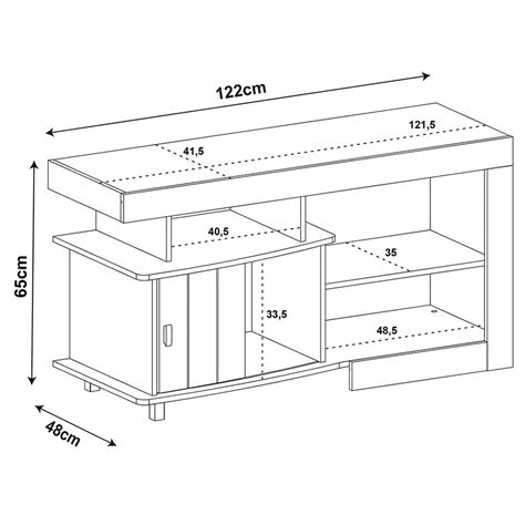 MESA DE TELEVISIÓN PANTALLA 47 ROYAL RÚSTICO CON BLANCO 65 x 122 x 48