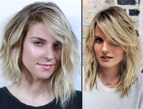 Gestufter Long Bob mit Schrägem Pony Ein unverzichtbarer Trend