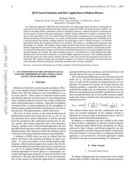 pdf qcd green functions and their application to hadron physics