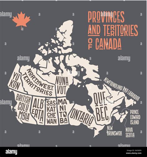 Mapa de Canadá Poster mapa de las provincias y territorios de Canadá