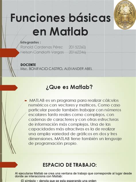 funciones básicas en matlab pdf variable informática matlab