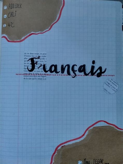 Idée page de garde cahier français School book covers Cover pages