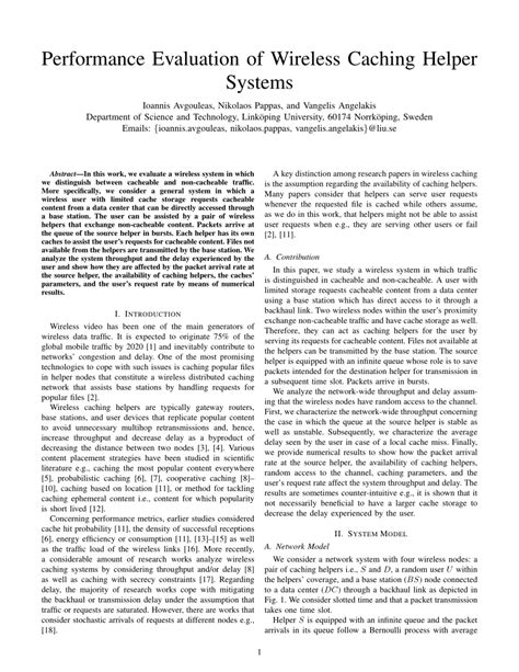 pdf performance evaluation of wireless caching helper systems
