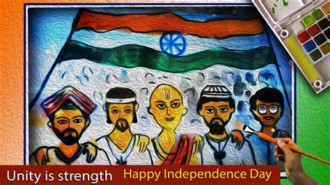 Creative Drawing Happy Independence Day Unity Is Strength India
