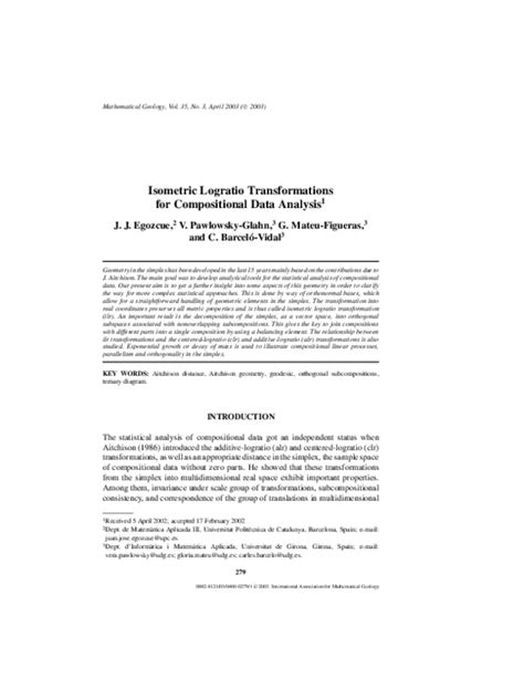 pdf isometric logratio transformations for compositional data analysis carles barceló vidal