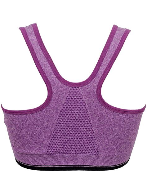 Sayfut Womens Shirred Front Zipper Closure Sports Bra High Impact Support Mesh Racerback