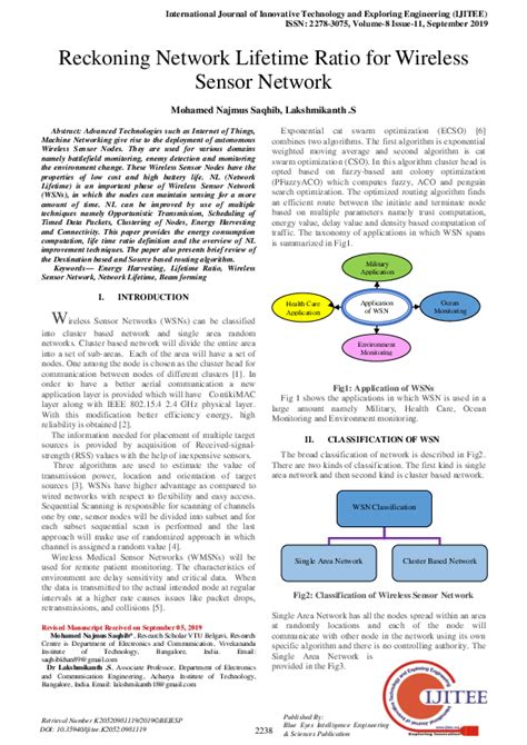 pdf reckoning network lifetime ratio for wireless sensor network najmus saqhib