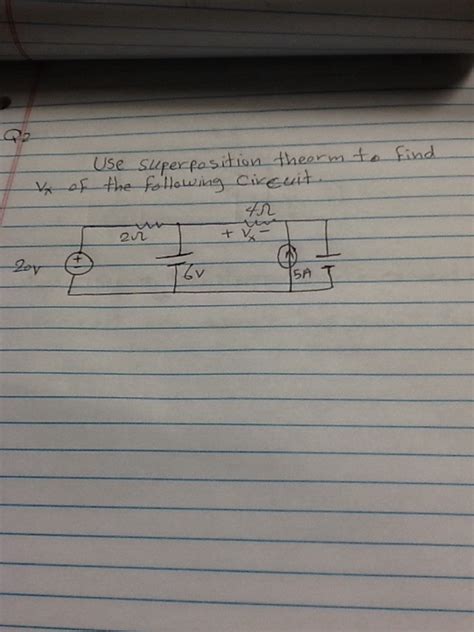 use superposition theorem to find vx of the following