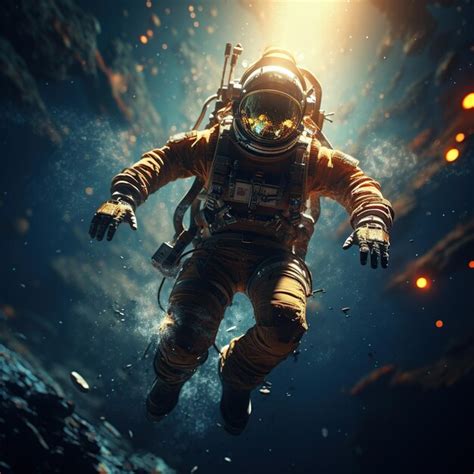 Premium AI Image Fantasy An Astronaut Spaceman Do Spacewalk While