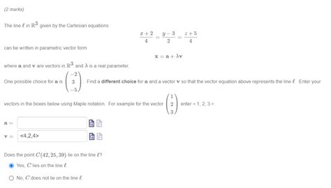 solved 2 marks the line l in r3 given by the cartesian