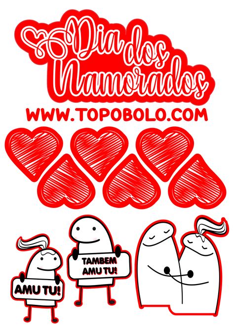 Dia Dos Namorados Topo E Bolo Para Imprimir Flork Of Cows Apaixonado