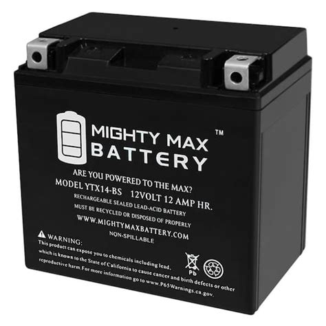 MIGHTY MAX BATTERY YTX14 BS High Performance Maintenance Free AGM