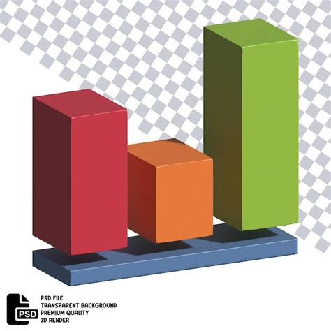 Ilustração 3d do gráfico de barras PSD Premium