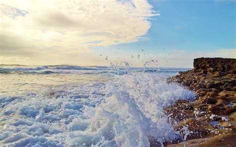 Wallpaper Landscape Sea Rock Nature Shore Sand Sky Clouds