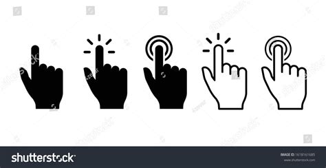 Vector Hand Cursors Icons Click Set Stock Vektor Royaltyfri