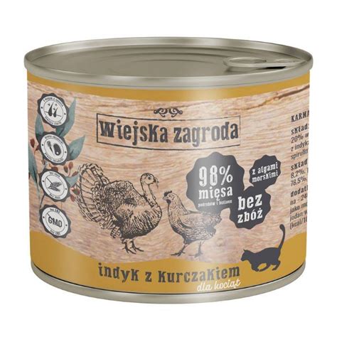 Wiejska Zagroda Karma mokra Indyk z kurczakiem dla kociąt 200g