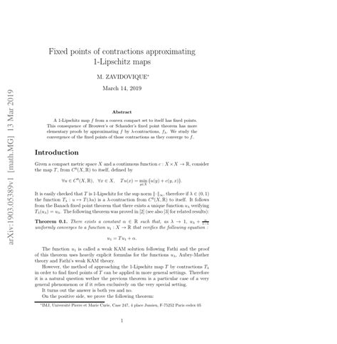 pdf fixed points of contractions approximating 1 lipschitz maps