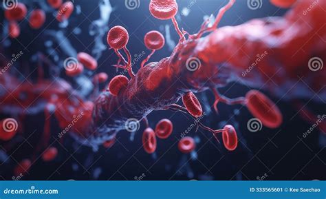 Microscopic View Of Human Blood Vessels Artery And Vein In Detail