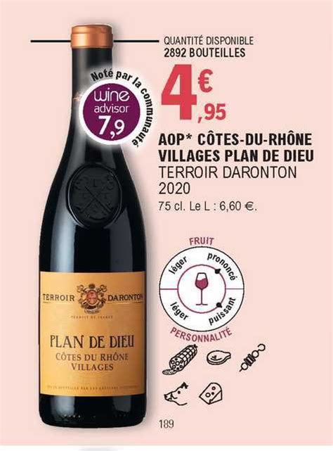 Promo Aop Côtes du rhône Villages Plan De Dieu Terroir Daronton 2020