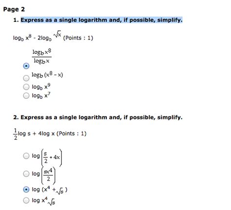 solved express as a single logarithm and if possible