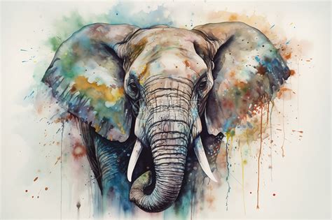 温柔的水彩大象插画图片下载 正版图片600218650 摄图网