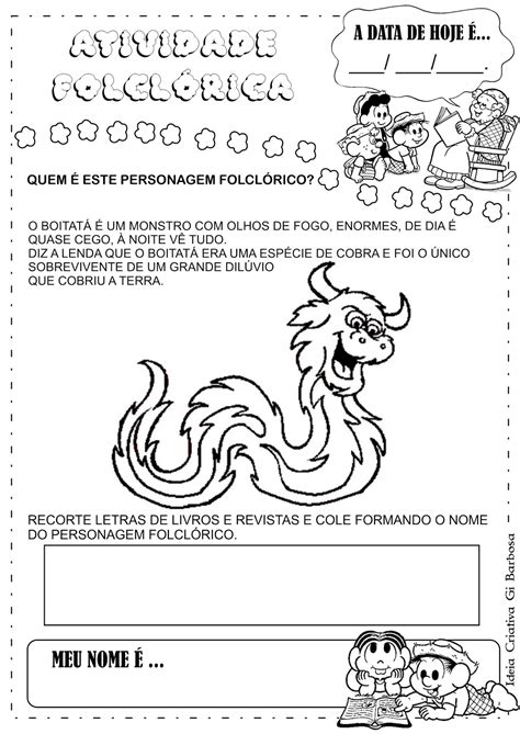 Atividades sobre lendas folclóricas para imprimir
