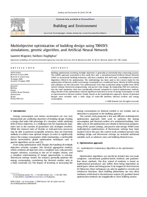 pdf multiobjective optimization of building design using trnsys simulations genetic algorithm