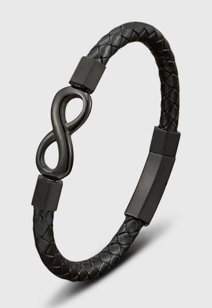 Pulsera Cuero Dije Acero Infinito Negro Millam Compra Ahora Dafiti