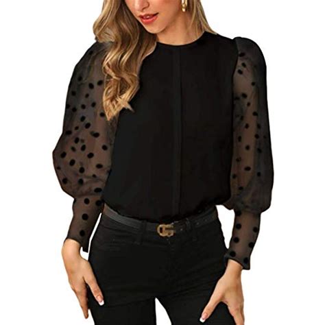 Venta Blusa Negra Manga Larga Transparente En Stock