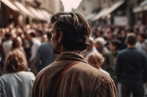 Premium AI Image Man In The Crowd Neural Network AI Generated